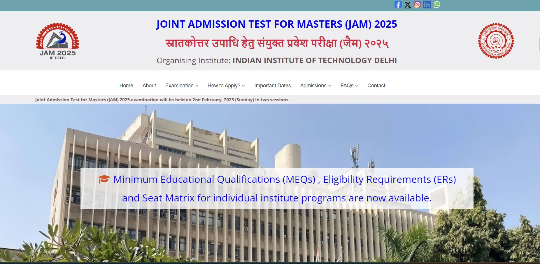 IIT JAM Application Form Correction Window (Opens), Last Date (November 18), Fees, Documents ...